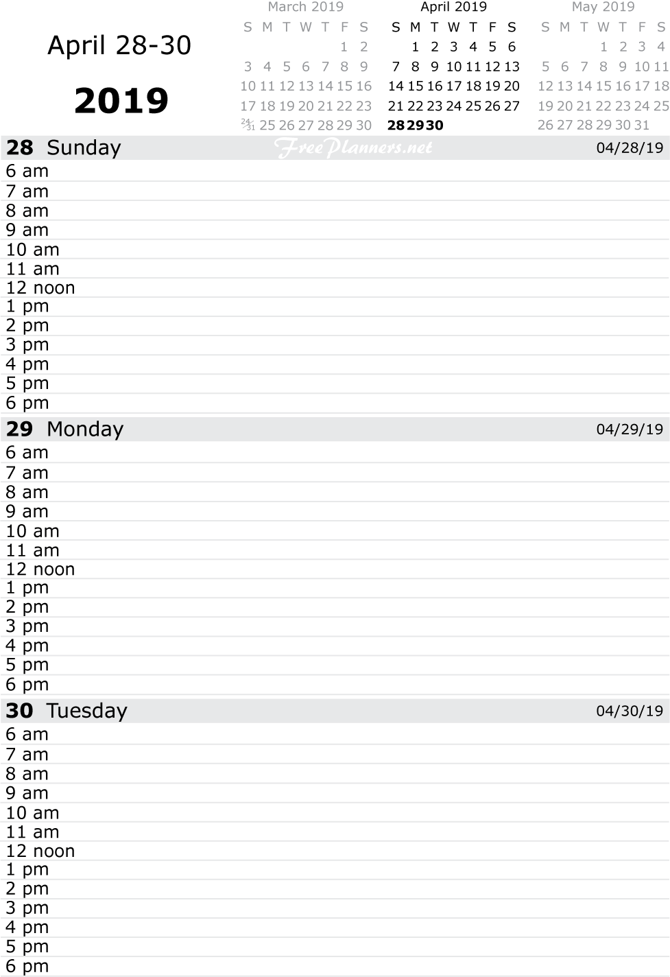 Daily Planners - Daily Planner - Free Planners