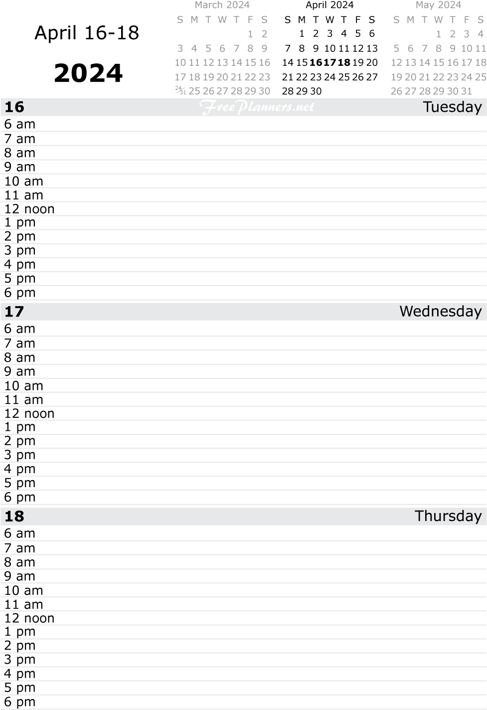 Daily Planners - Daily Planner - Free Planners