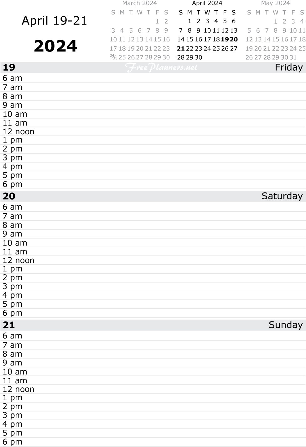 Daily Planners - Daily Planner - Free Planners
