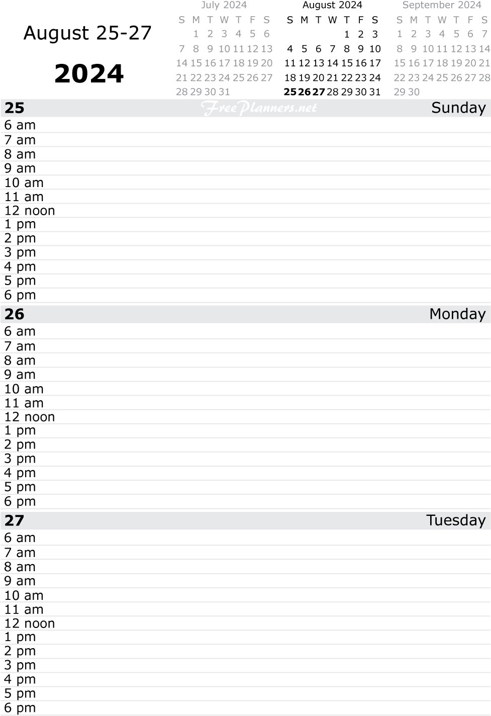 Daily Planners - Daily Planner - Free Planners
