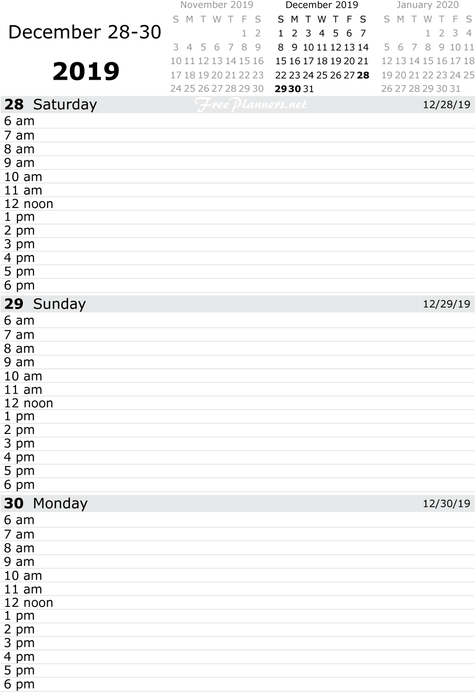 Daily Planners - Daily Planner - Free Planners
