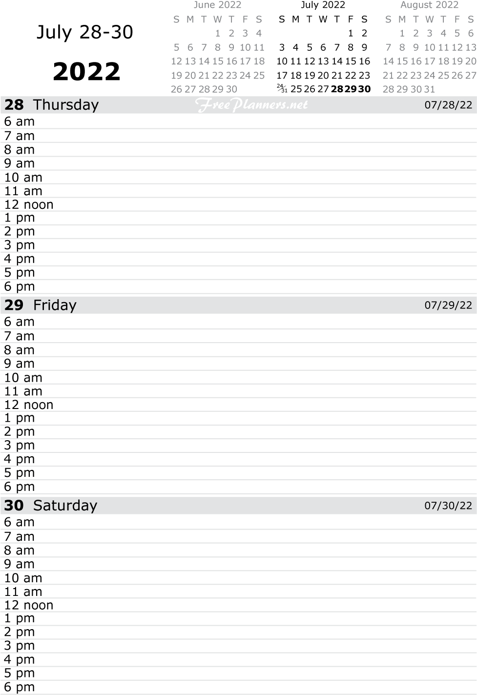 Daily Planners - Daily Planner - Free Planners