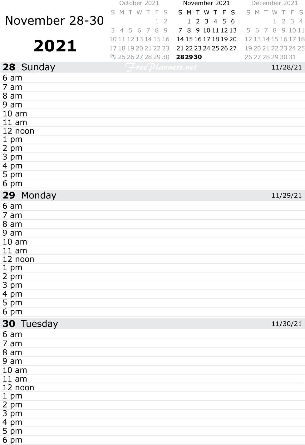 Daily Planners - Daily Planner - Free Planners