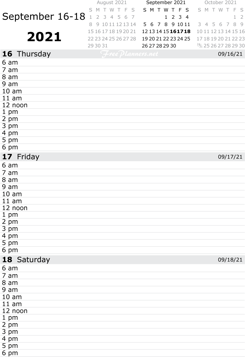 Daily Planners - Daily Planner - Free Planners