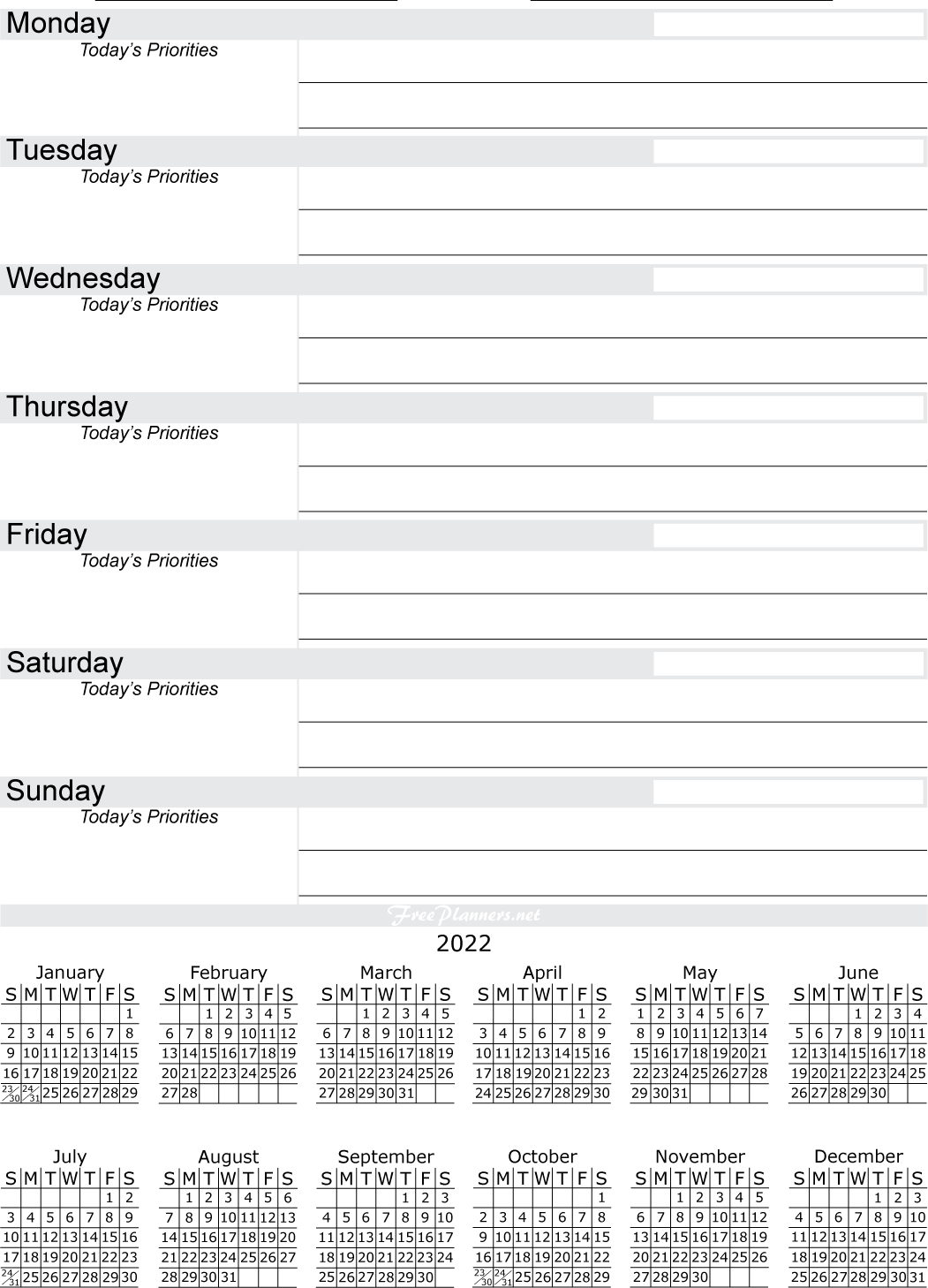 2022 and 2023 Monthly Calendars - Monthly Calendar Planner - Free Planners