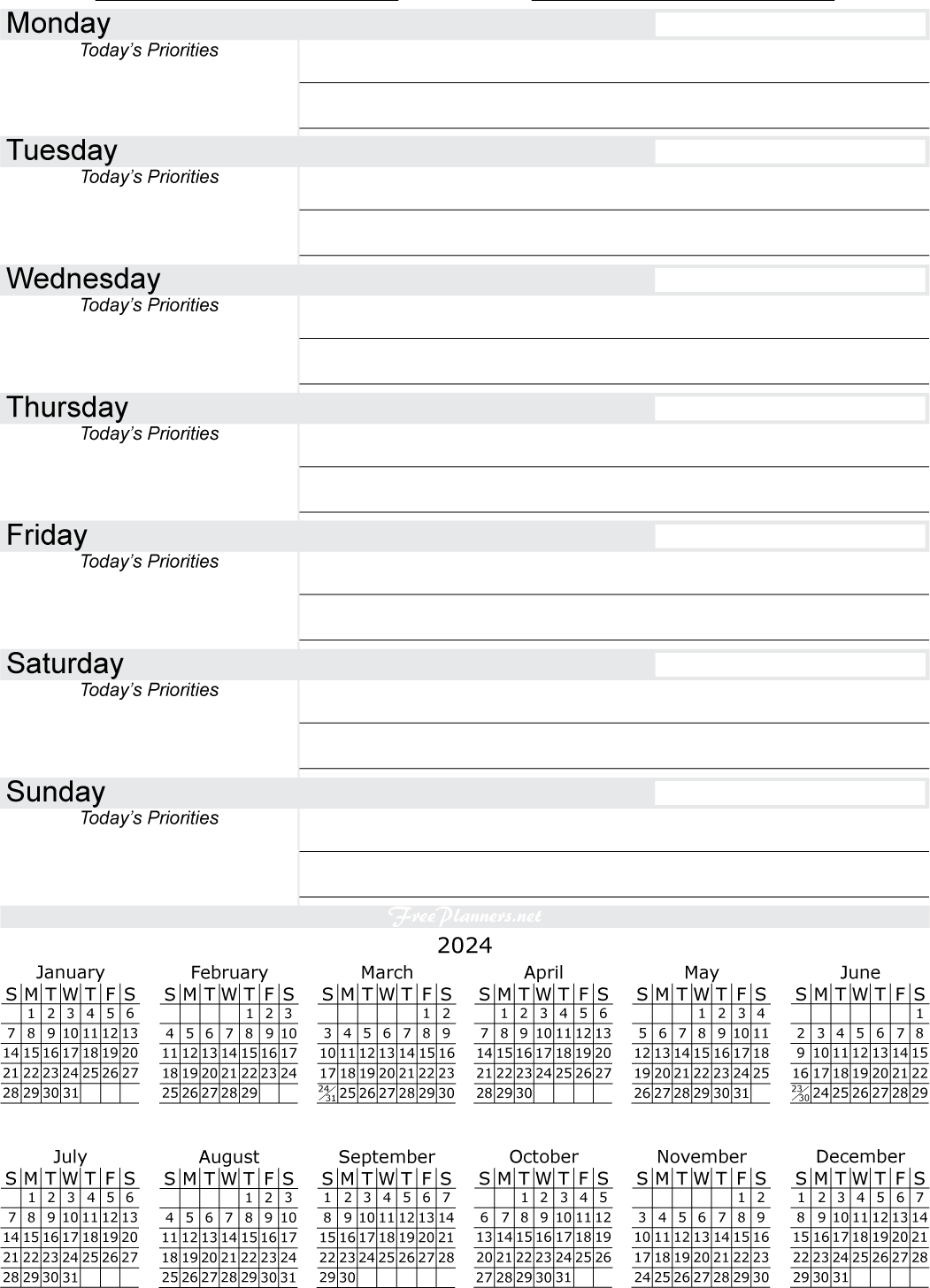 2024 and 2025 Monthly Calendars - Monthly Calendar Planner - Free Planners