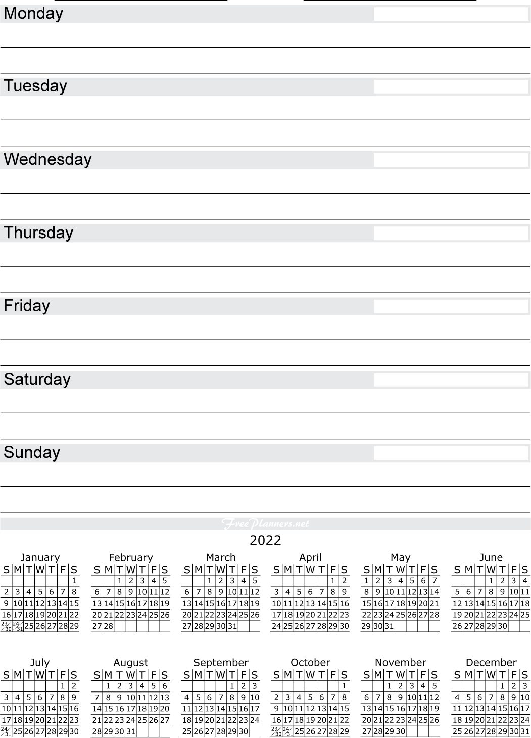 2022 and 2023 Monthly Calendars - Monthly Calendar Planner - Free Planners
